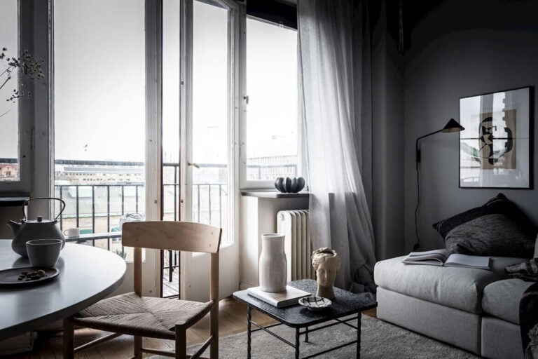 A Small Studio Apartment Decorated in Calm Color Tones - The Nordroom