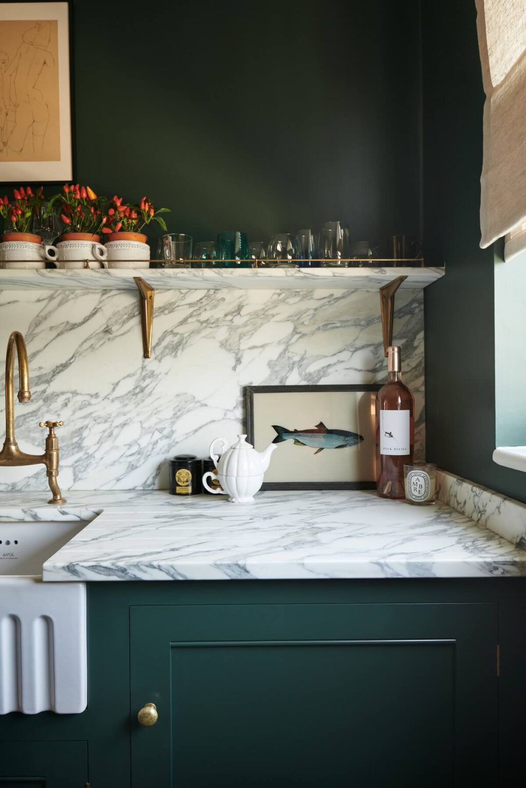 A Small Dark Green Classic English deVOL Kitchen - The Nordroom