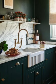 A Small Dark Green Classic English deVOL Kitchen - The Nordroom