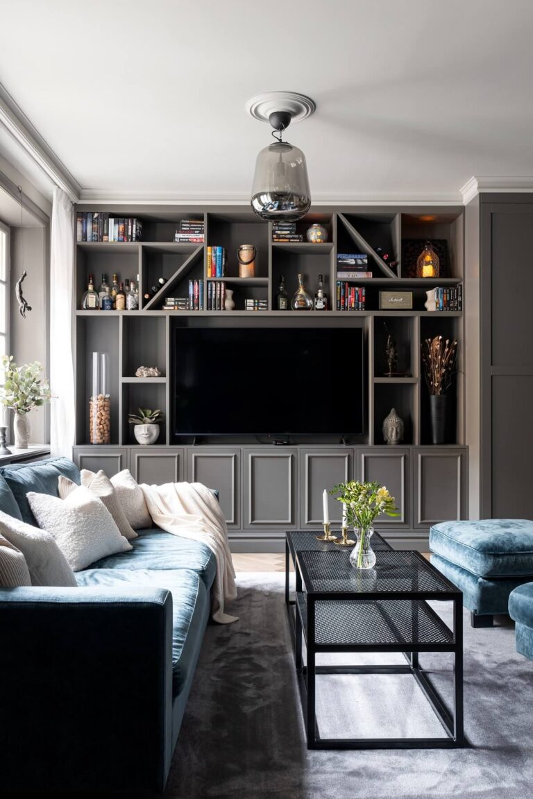 A Gray Apartment with an Industrial Glass Bedroom - The Nordroom