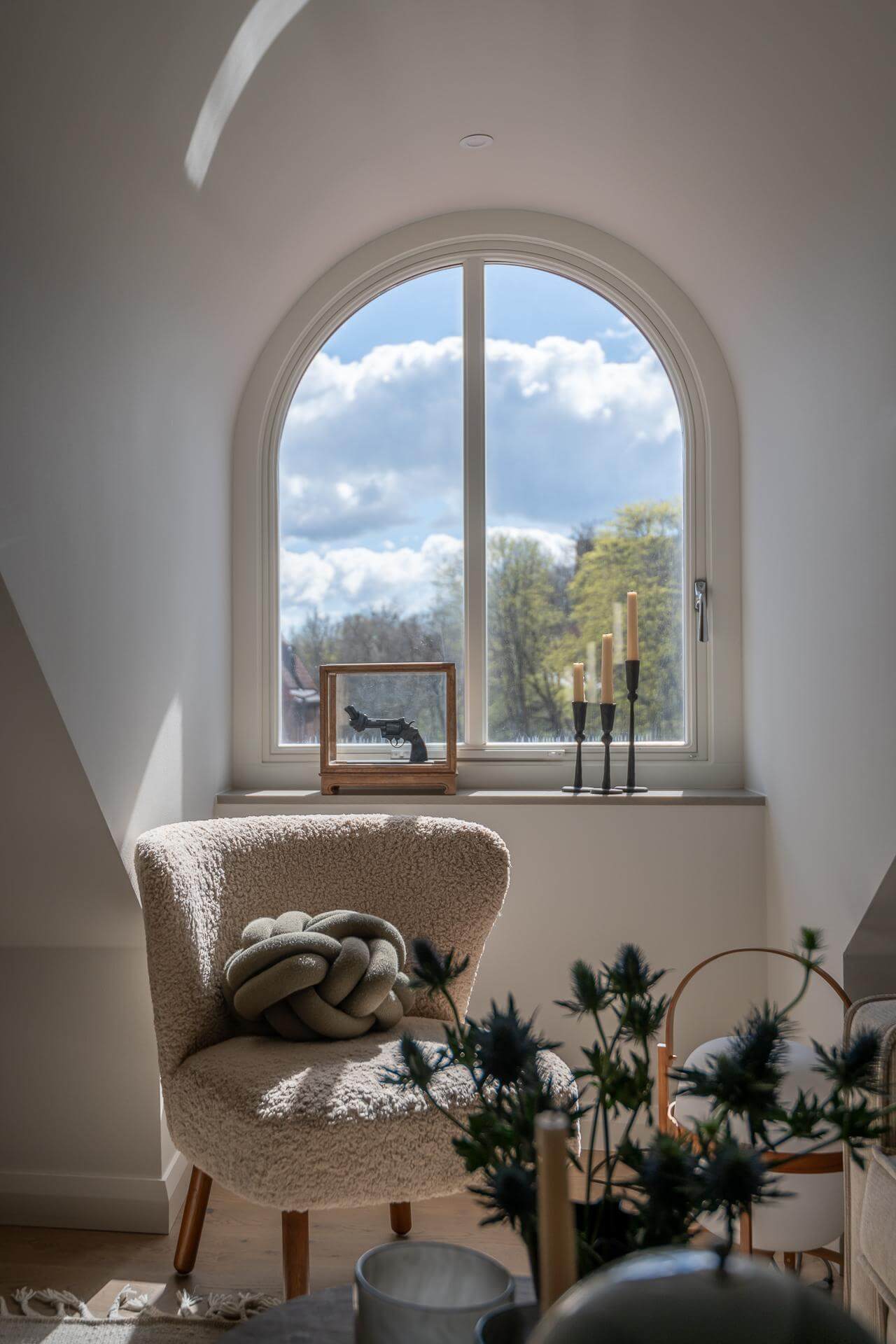 An Attic Studio Apartment with a Glass Room Divider - The Nordroom