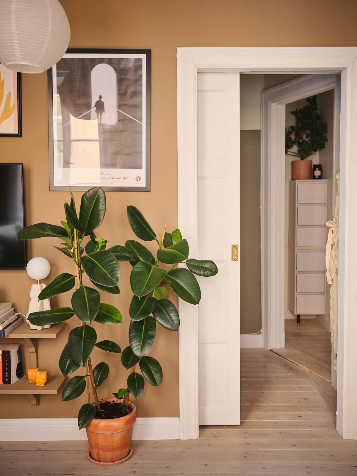 A Small Apartment with Calm Brown, Green, and Yellow Walls - The Nordroom