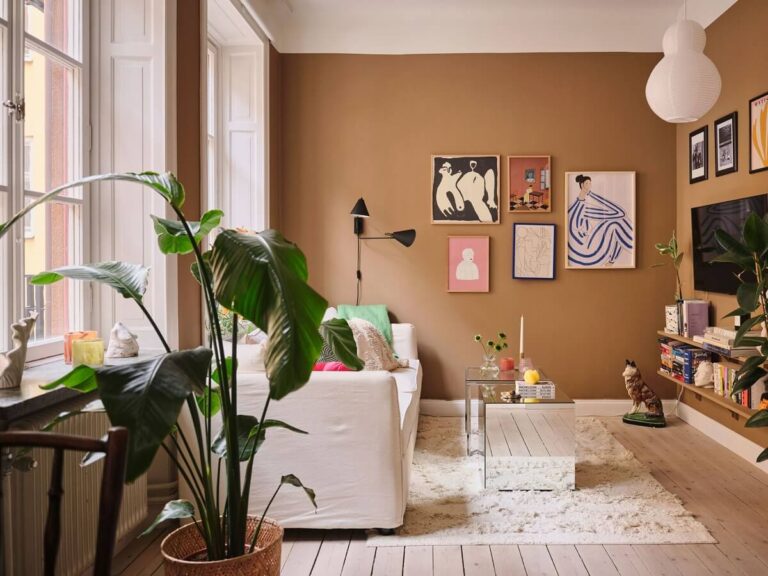 A Small Apartment with Calm Brown, Green, and Yellow Walls - The Nordroom