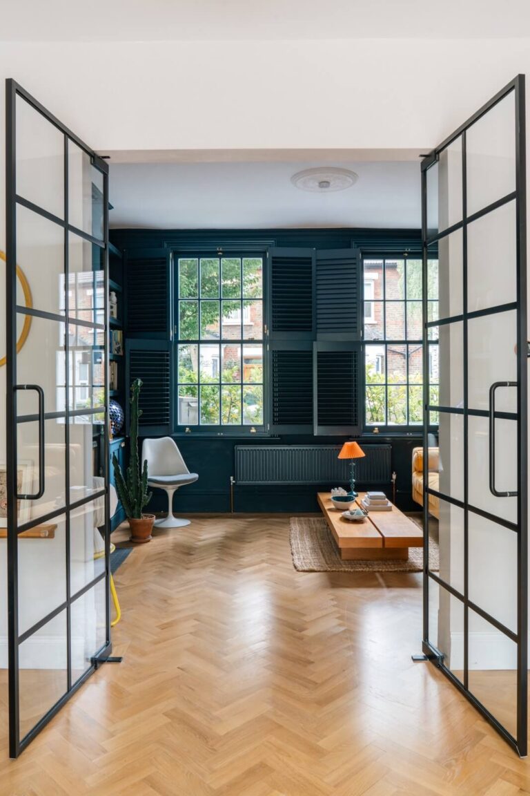 A Dark Blue Living Room in a Historic London Home - The Nordroom