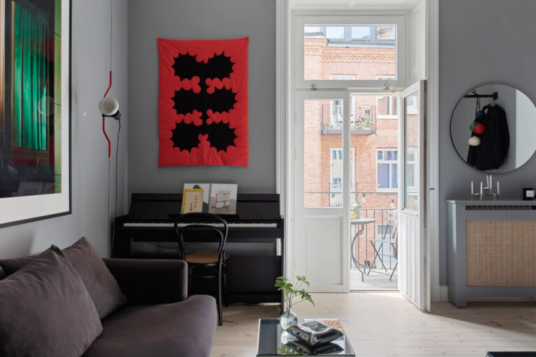 A Gray Studio Apartment with an Industrial Room Divider - The Nordroom